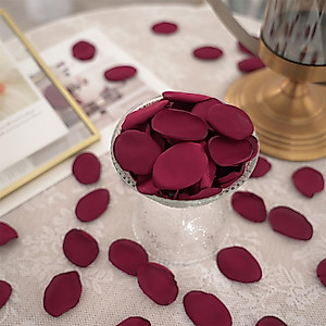 Karoro 300pcs Silk Rose Petals Burgundy Flower Petals for Wedding Flower Girl Basket Aisle Scatter Dinner Table Centerpieces Party Bridal Shower Romantic Night Decoration