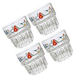 Hemoton 4PCS Romantic Water Glasses Drinking Glasses Tumblers Vintage Glassware for Juice Beverage Beer Cocktail Red