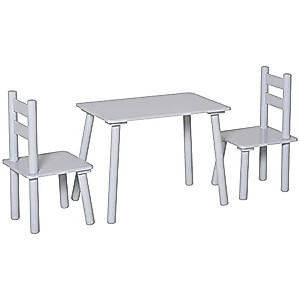 Qaba Kids Wooden Table and Chair Set, Play Activity Table for Arts, Crafts, Dinning, and Reading for Toddlers Age 2 to 5, Grey