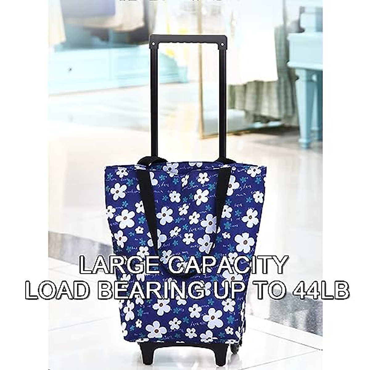 Shopping Carts For Groceries， Folding Truck ， Tote Bag On Wheels Collapsible Shopping Cart Bags Reusable Grocery Bags (Color : Thousand purple leaves)