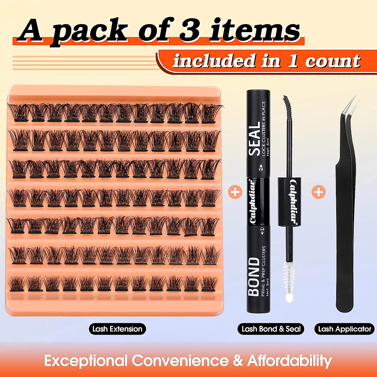 DIY Lash Extension Kit Lash Clusters Natural Look with Bond and Seal DIY Eyelash Extension Kit Lash Applicators for Individual Lashes D Curl Eyelash Clusters with Mascara Brush Cluster Lashes Glue