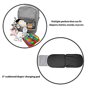 OTGBABY Diaper Bag Backpack with Changing Station, Unique and Functional Mommy Bag, Premium Vegan Leather Diaper Bag with 7 Storage compartments, Dove Gray