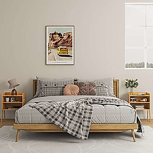 Bigbiglife Nightstands Set of 2, Stackable Bedside Tables with 2-Tier Open Storage Compartments, Modern Side Table, End Table with Solid Bamboo Legs for Bedroom - Easy to Assemble, 2 Pack