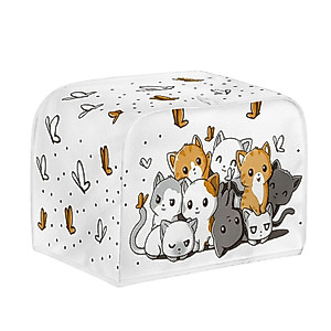 Bulopur Cartoon Cute Cats Printed 2 Slice Toaster Cover Toaster Storage Bag Microwave Toaster Oven Cover, Stain Resistant, Washable & Waterproof
