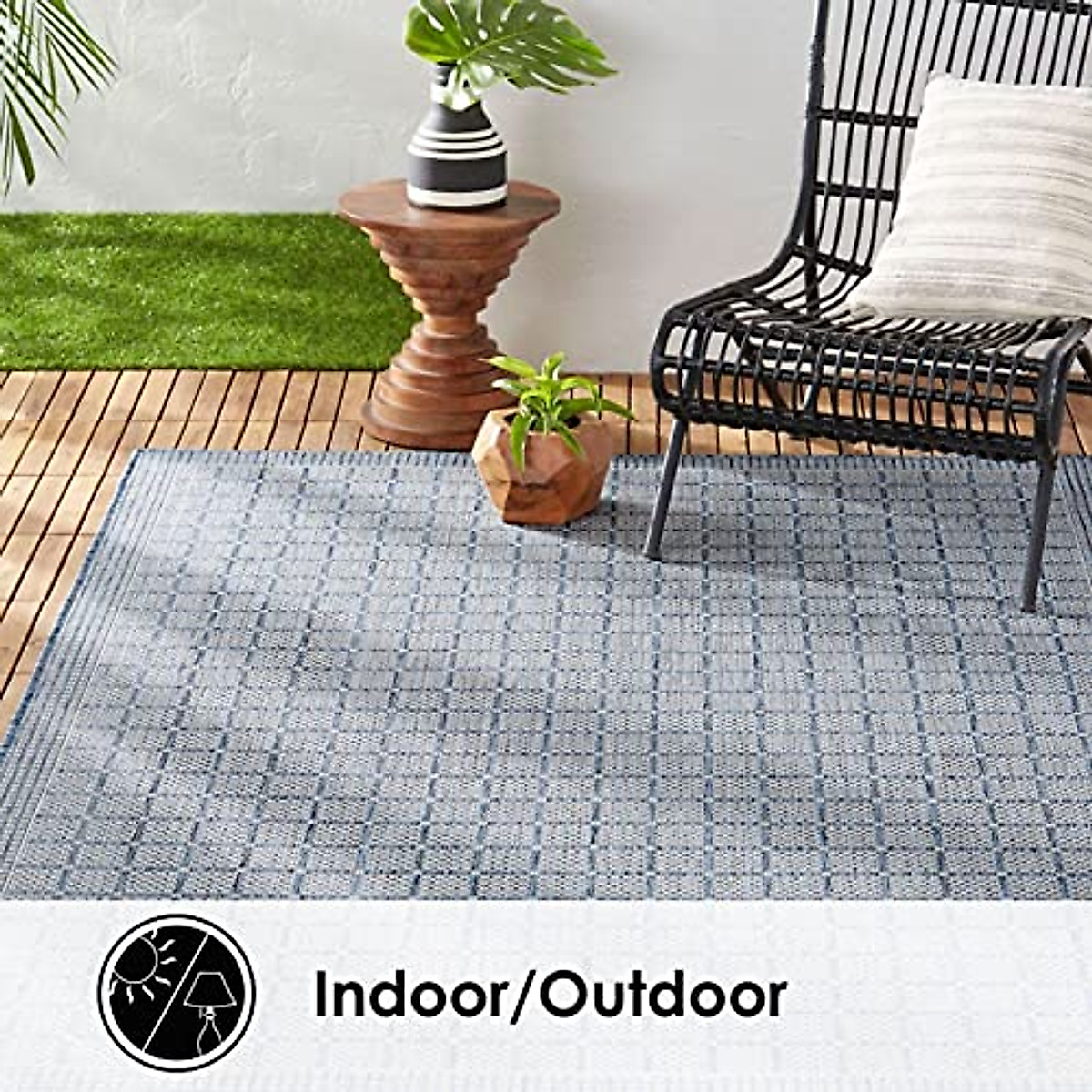 Home Dynamix Nicole Miller New York Patio Country Luna Indoor/Outdoor Area Rug, Blue/Gray, 7'9"x10'2" Rectangle
