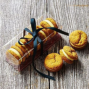 XP-ART 30 Pcs Clear Macaron Boxes for 6, 2 x 2 x 6 Inch Plastic Gift Boxes For Party Favors Candy Chocolate Cookie Strawberry Boxes for Wedding