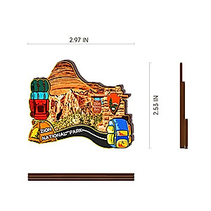 USA Zion National Park Wooden Magnet 3D Fridge Magnets Travel Collectible Souvenirs Decorations Handmade Crafts-2