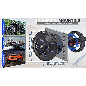 Pyle Amplified Wireless BT Audio Controller - Waterproof-Rated Marine Receiver Remote Control for Car, Truck, Boat, 4x4, PowerSport Vehicles (800 Watt) (PLMRBT19)