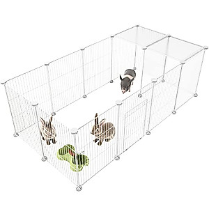 HOMIDEC Pet Playpen,Small Animals Cage DIY Wire Yard Fence with Door for Indoor/Outdoor Use,Portable for Puppies,Kitties,Bunny,Turtle 48" x 24" x 16"