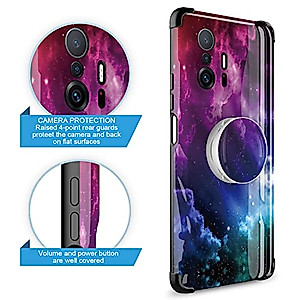 YOOBSTAR Phone Case for Xiaomi Mi 11T Case,Mi 11T Pro Case W/(2PC HD Screen Protector)[Expanding Grip Stand] Slim Cute Design Pattern Shockproof Protective Cover for Women Man Galaxy Mandala Green