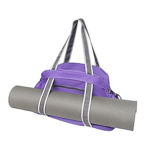 Formva Yoga Mat Bag Large Yoga Mat Tote Sling Carrier Shoulder Bag Carryall Tote Fits Mats Multi-Functional Durable Sport Gym Storage Bag with Pockets and Yoga Mat Strap, Purple