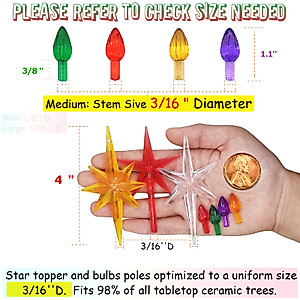 KonohaELF Ceramic Christmas Tree Replacement Lights/Bulbs, Ceramic Tree Medium Multicolor Twist Light Ornaments(117 Bulbs+5 Topper Star)