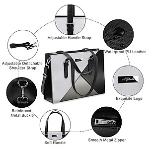 Alfheim Laptop Bags for Women 14 inch Leather Briefcase Large Business Shoulder Tote Bag Ladies Handbag for Office School Travel Work