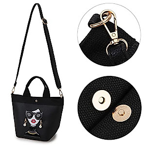 ENJOININ Funky Lady Face Purse for Women Casual Shopping Bag Top Handle Satchel Handbags Pu Leather Shoulder Bag Totes (Black A)