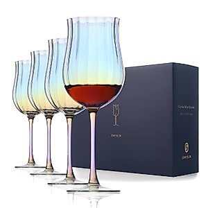 CHRYSLIN Wine Glasses set of 4,Colored Wine Glass,Crystal Red Wine Glasses,Romantic Gift for Dating,Birthday,Christmas (colorful)