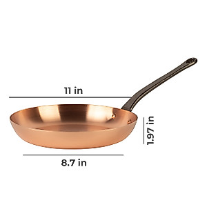 Cuisine Romefort | pure copper frying pan Ø 11 in, thick-walled | skillet made of solid copper without coating (Large)