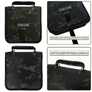 Thekuai Fishing Tackle Binder, Lure Storage Bag, Soft Bait Binder, Fishing Organized Storage Rig Bag for Baits, Rigs, Jigs and Lines, Suitable for Fresh Water and Saltwater (Camo Black/9.5" * 8.3")