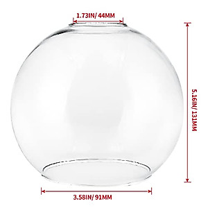 Skelang Clear Glass Shade, Globe Lampshade with 1.73" Fitter Opening, Fixture Replacement Globes for Pendant Light, Lamp, Wall Sconce