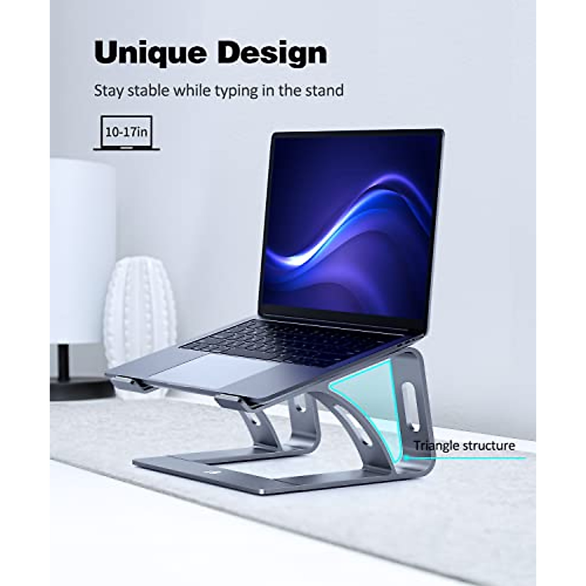 AOEVI Laptop Stand for Desk Ergonomic Computer Stand Detachable Laptop Riser Compatible with 10-17" Laptops Grey
