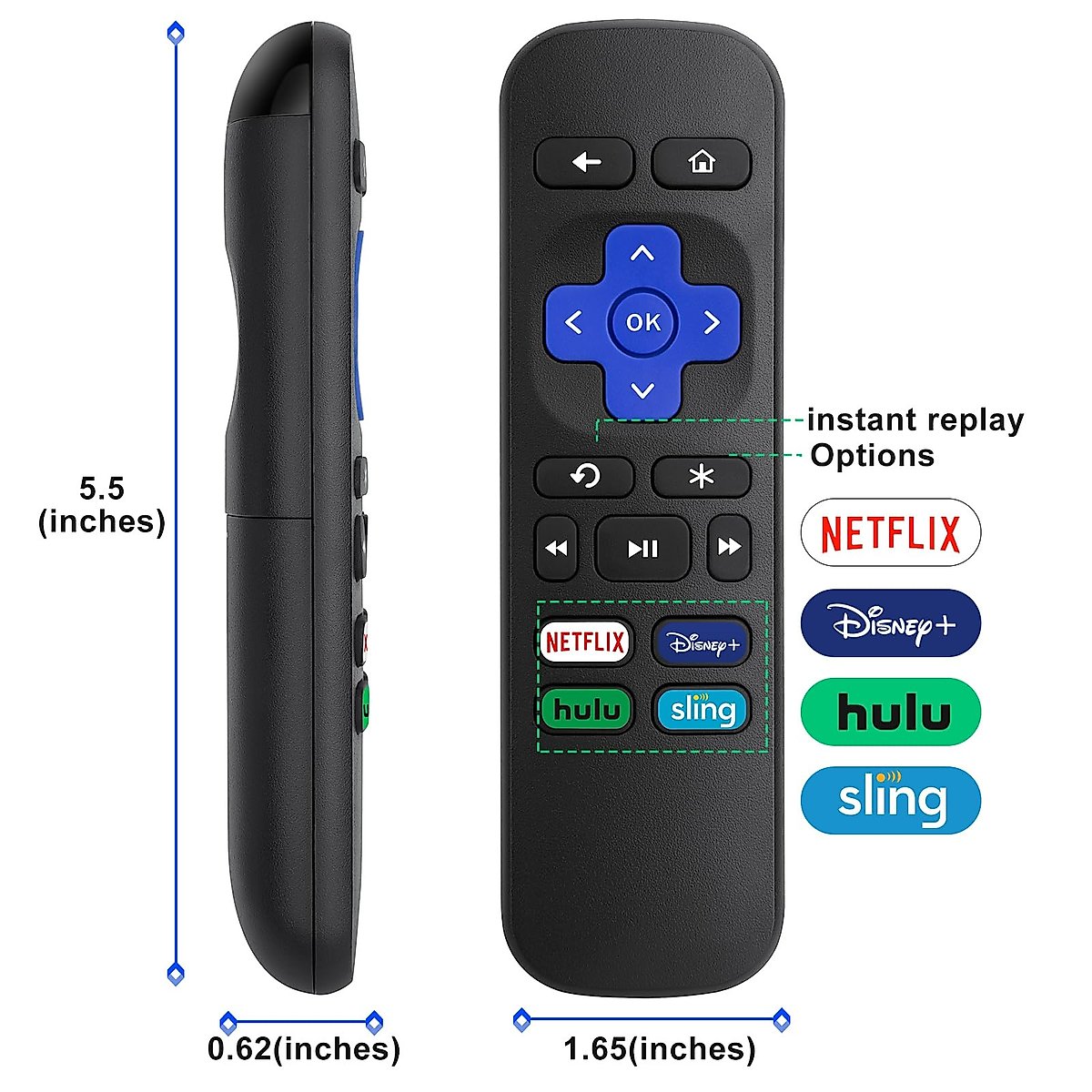 (2 Pack) Replacement Remote Control for Roku Express, for Roku Premiere, for Roku Box, for Roku Player, for Roku 1 2 3 4 -【NOT for Stick or TV】