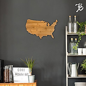 Totally Bamboo United States of America Shaped Bamboo Serving and Cutting Board