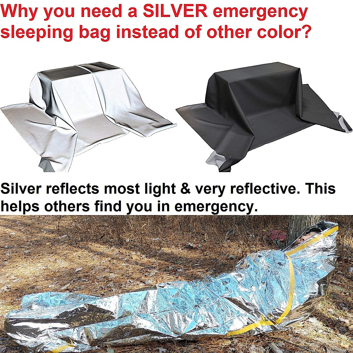 Emergency Bivy Sack Bivy Bag - Emergency Sleeping Bags 4 Pack Mylar Survival Sleeping Bag Emergency Bivvy Sack Waterproof Lightweight Foil Military Patriot Compact Gear Blanket Thermal Escape Camping