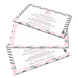 Paper Clever Party Pink Elephant Baby Shower Thank You Postcards (15 Pack) Girls Notecards Only - Eco-friendly – Postal Note with Message from Newborn – Cute Princess Jungle – Printed Size 4x6
