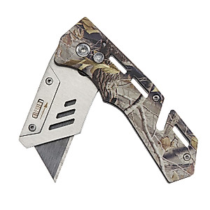 NVX VKN2GC Folding Pocket Utility Knife, Quick-Change Camo Box Cutter with Blade Storage Compartment Hidden in Lightweight Aluminum Handle