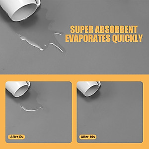 Under Sink Mat for Kitchen Super Absorbent, Quick Dry Kitchen Bathroom Cabinet Mat, 34" X 22" Or Smaller Cut to Fit Under Sink Drip Tray, Under Sink Liner Easy to Clean- Light Grey