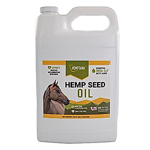 Hemptana Equine Hemp Seed Oil - Natural Support for Inflammation, Immune Support, & Gut, Coat, Hoof & Joint Health - Cold Pressed & Non GMO - Made in The USA - (1 Gal)