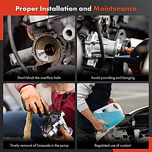 A-Premium Engine Water Pimp W/O-Ring [fits OHV, 8Cyl 6.0L, Diesel] Compatible with Ford [F-Class] F-250 F-350 F-450 F-550 Super Duty 2004-2007, E-350 Club Wagon, E-350 E-450 Super Duty, Excursion