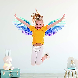 Glowing Angel Wings Wall Decals, Peel and Stick Wings Vinyl Wall Stickers Home Wall Decor Removable Decals for Girls Bedroom Kids Room Nursery, Wing Wall Art Home Decorations Party Supplies