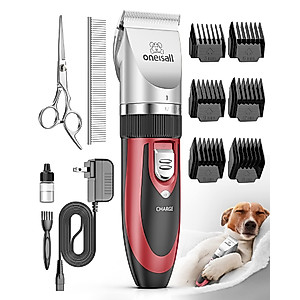 oneisall Dog Shaver Clippers Low Noise Rechargeable Cordless Electric Quiet Hair Clippers Set for Dogs Cats Pets