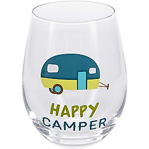 Pavilion - Happy Camper - 18 Oz Stemless Wine Glass