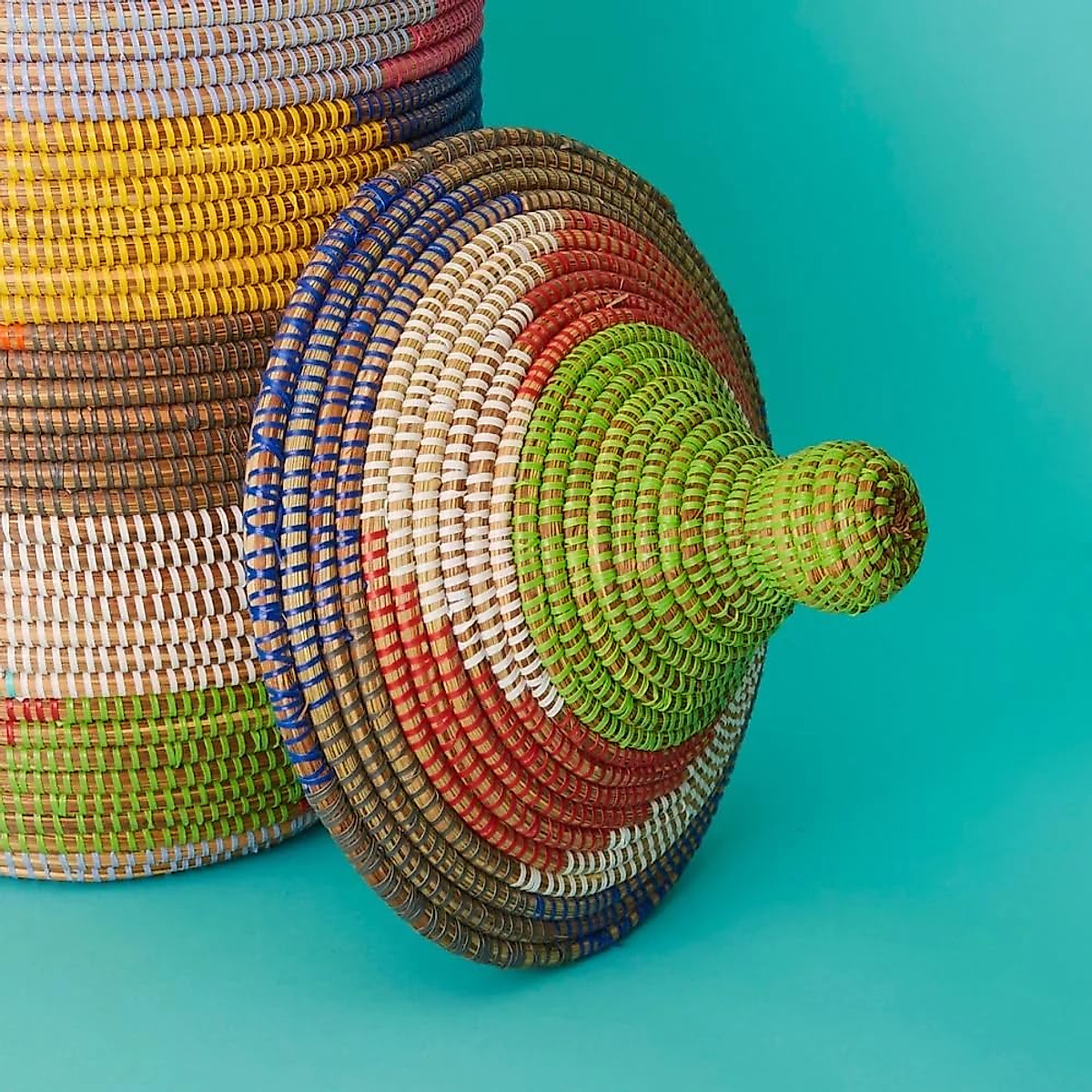 Handwoven Storage Basket Rainbow Colors (16" Small)