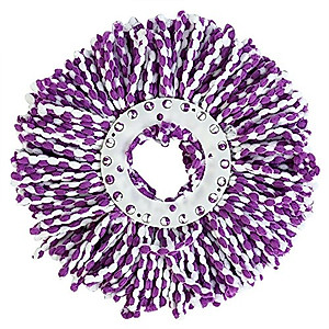 Fdit Spin Mop Head Refills Microfiber Round Spin Mop Head Replacement for Universal Spin Mop System Perfect for Home Commercial Use (Purple-White)