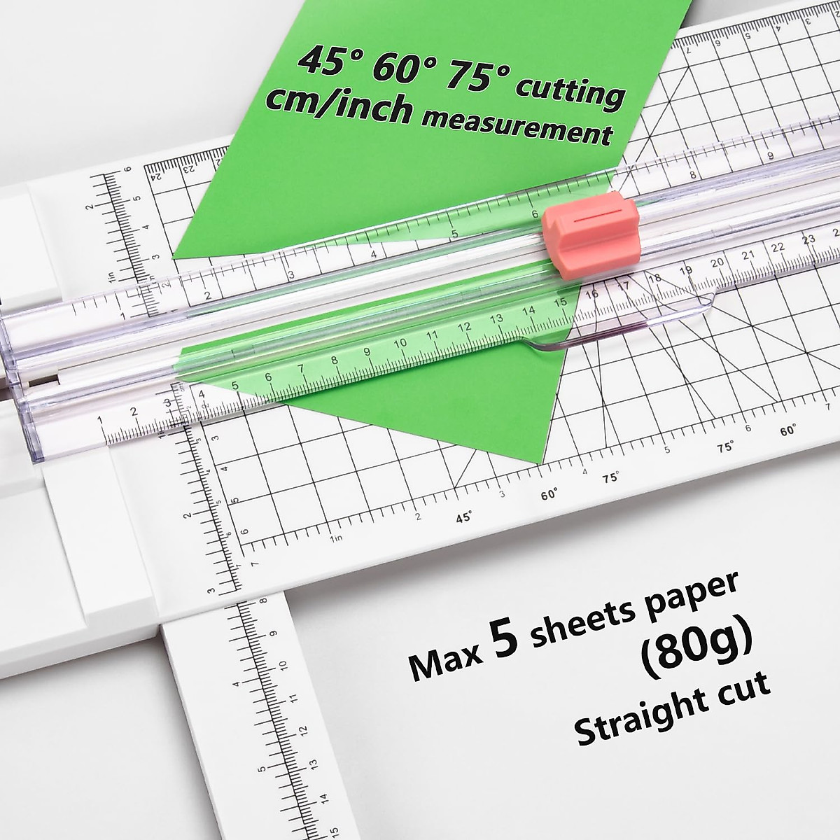 Paper Cutter for Craft：Paper Trimmer, Perforator, Folding, Pinking Cutting on Paper, Vinyl, Cardstock, Photo for Scrapbooking and Cardmaking Plus Sideways Ruler, Pink, Worklion