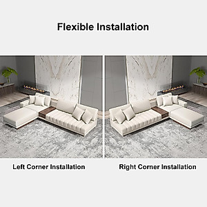 homary Sectional Sofa 126" L-Shaped Oversized Couch White Modular Sectional Sofa Living Room Couch with Storage Side Table and Ottoman