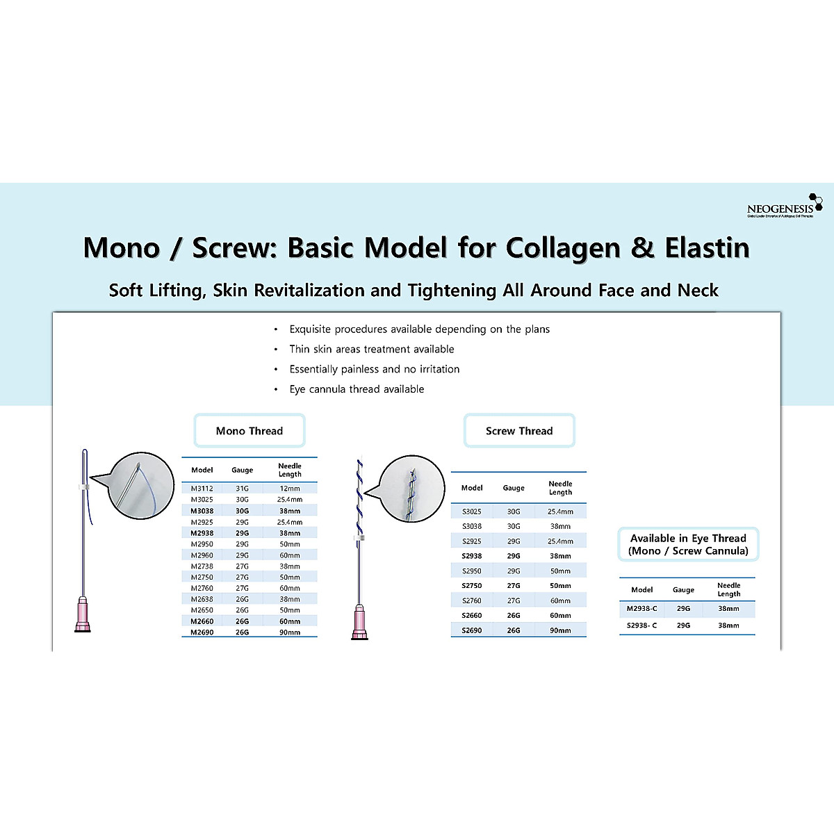 NeoGenesis PDO Mono Threads for Face and Body Lift 20PCS (31G X 12mm) (M3112)