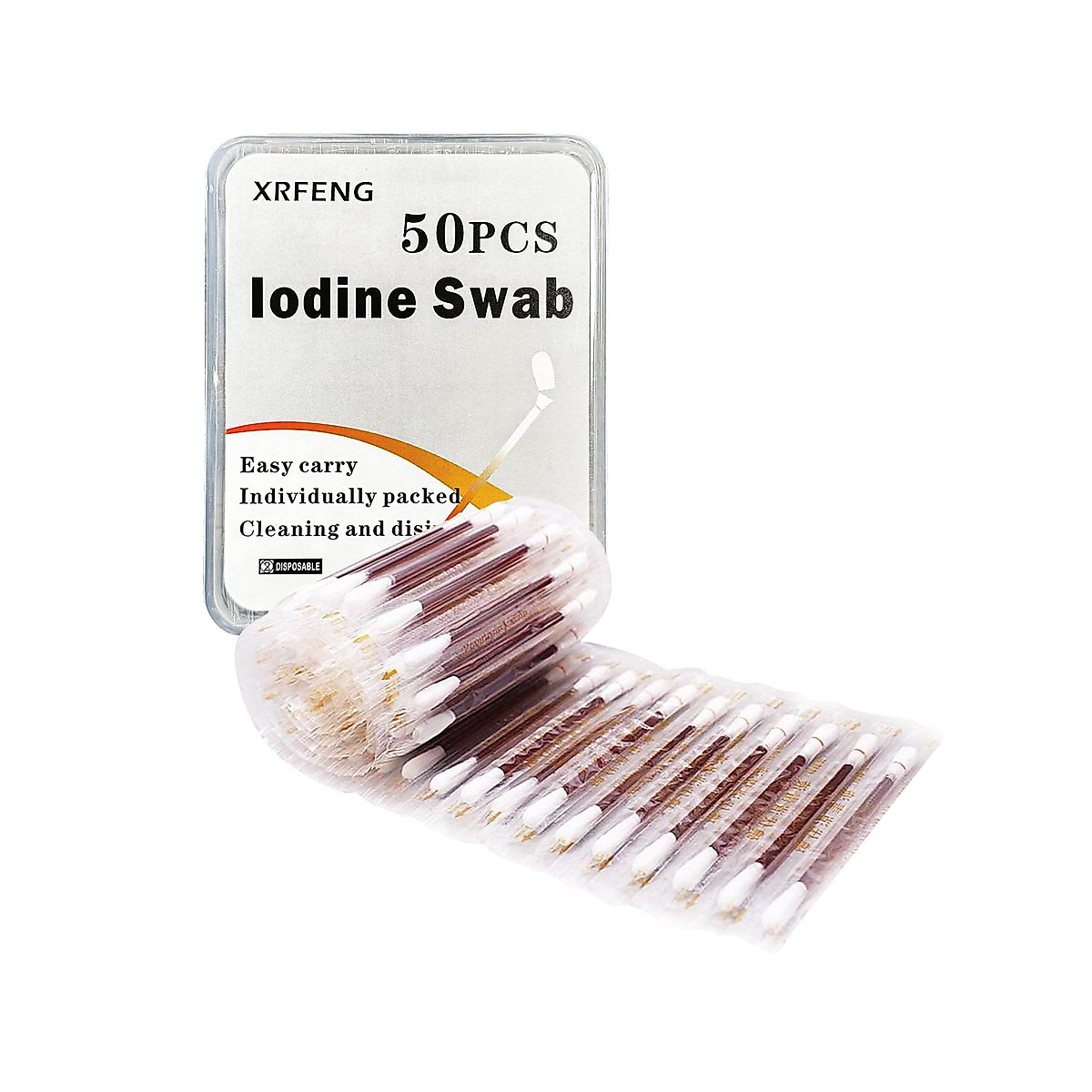 50 PCS Disposable Iodine Swab Portable Medical Swabs Outdoor Supplies Care Nasal