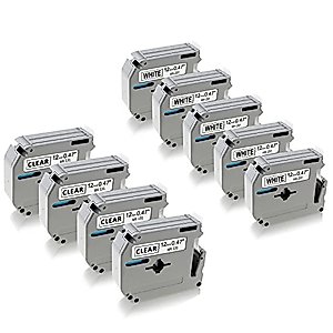 Compatible with Brother Label Maker Tape MK-131 MK-231 Ptouch M Label Tape 12mm 0.47'' for PT-M95 PT-80 PT70BM PT-65, 12mm x 8m, 9 Pack