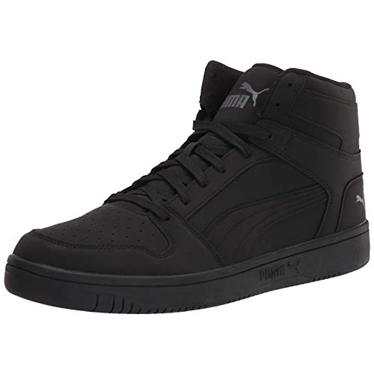 PUMA Mens Rebound Layup Sneaker, NUBUCK PUMA Mens Black-PUMA Mens Black-CASTLEROCK, 9.5
