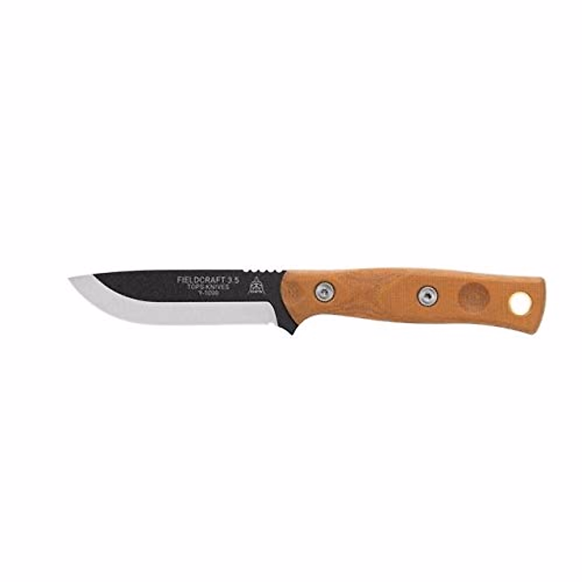 TOPS Knives Fieldcraft 3.5 Fixed Blade Knife, 3.75in, 1095 RC 56-58 Steel Blade, Tan MBROS-01