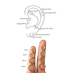 4 Pairs 316L Surgical Stainless Steel Small Huggie Hoop Earrings Set Hypoallergenic Hoops Cartilage Helix Lobes Hinged Sleeper Earrings for Men Women for Multiple Piercings (6/8/10/12mm Silver,4 Pairs