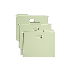 Smead FasTab Hanging Pocket with Full-Height Gusset, 3-1/2" Expansion, 1/3-Cut Built-in Tab, Letter Size, Moss, 9 per Box (64222)