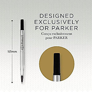 Parker Rollerball Pen Ink Refill Fine Black QUINK Ink 1 Count