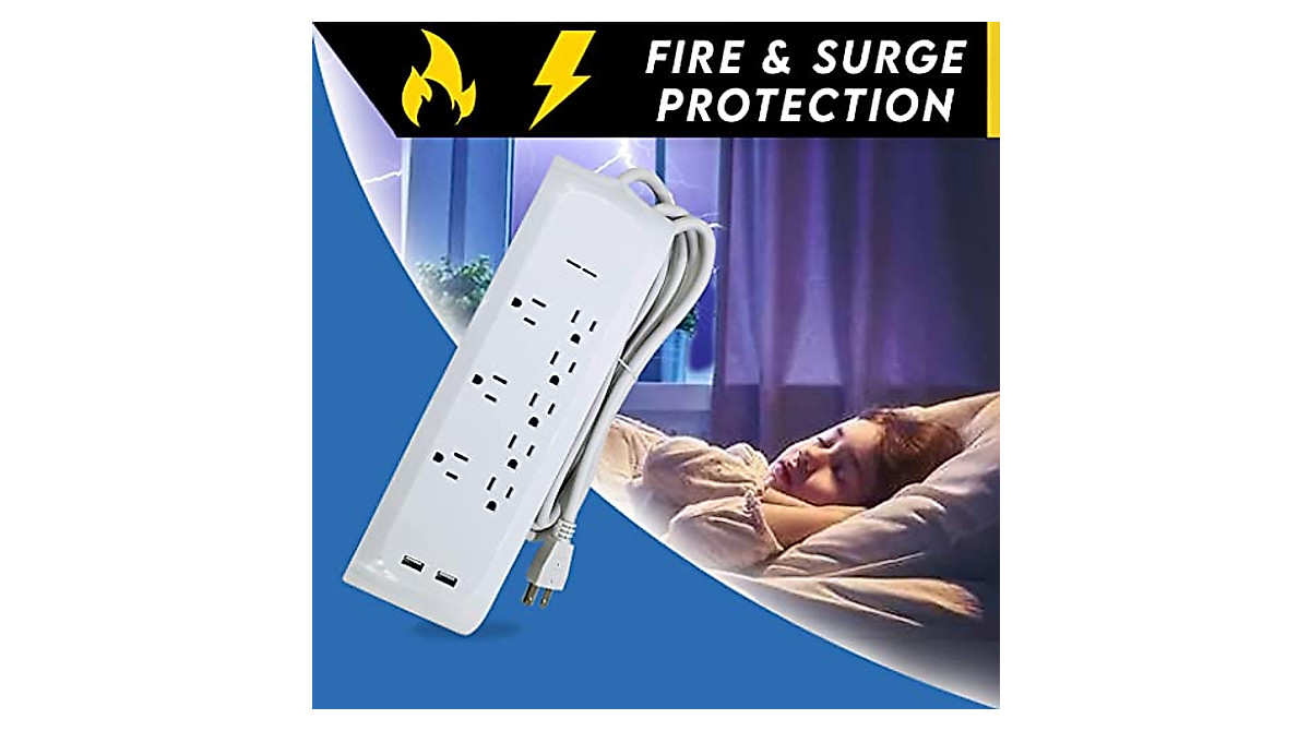 MaxWorks 50390 900 Joule 8 Outlet Power Strip with 2 USB Charging Ports ...