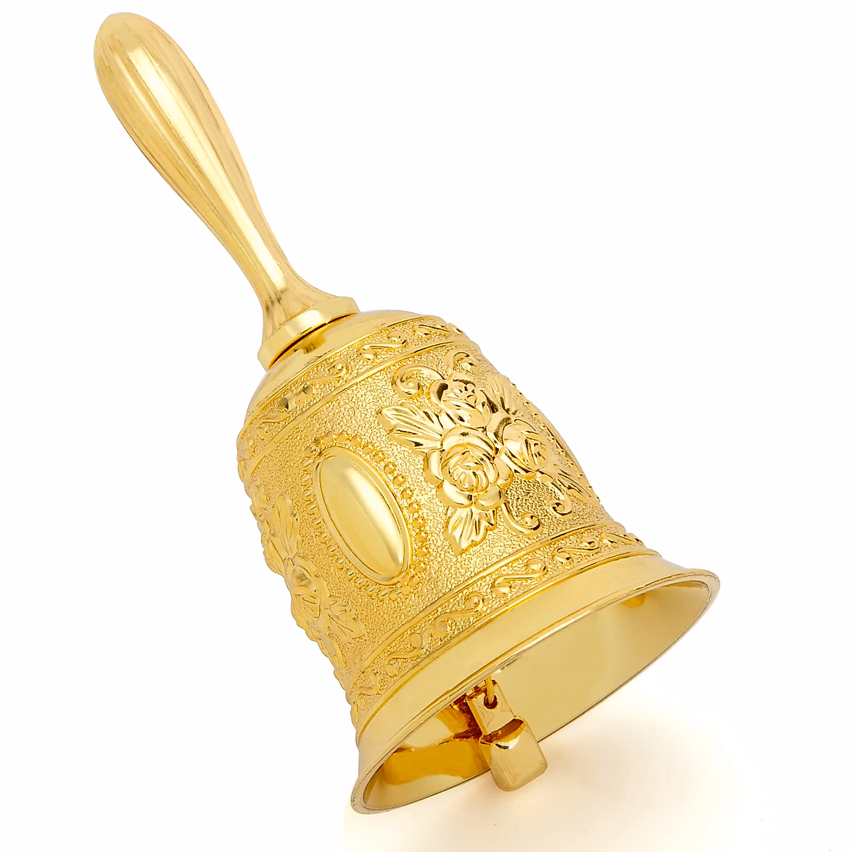 DomeStar Golden Hand Bell, Engraved Bell Call Bell Handheld Bell for Wedding, School, Christmas, Alarm and Bedridden