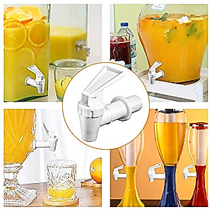 Lanzeuta 2 Sets BPA-Free Replacement Cooler Faucet, White Water Dispenser Tap Set, Reusable Plastic Spigot Spout Water Beverage Lever Pour Dispenser Valve Water Crock Tap