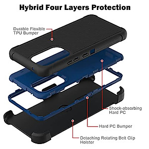 Leptech for Samsung Galaxy A53 5G Phone Case with Glass Screen Protector, [Holster Series] Belt Clip Protective Hard Tough Full Heavy Duty Rugged Military Shockproof Armor Cell Phone Cover (Black)